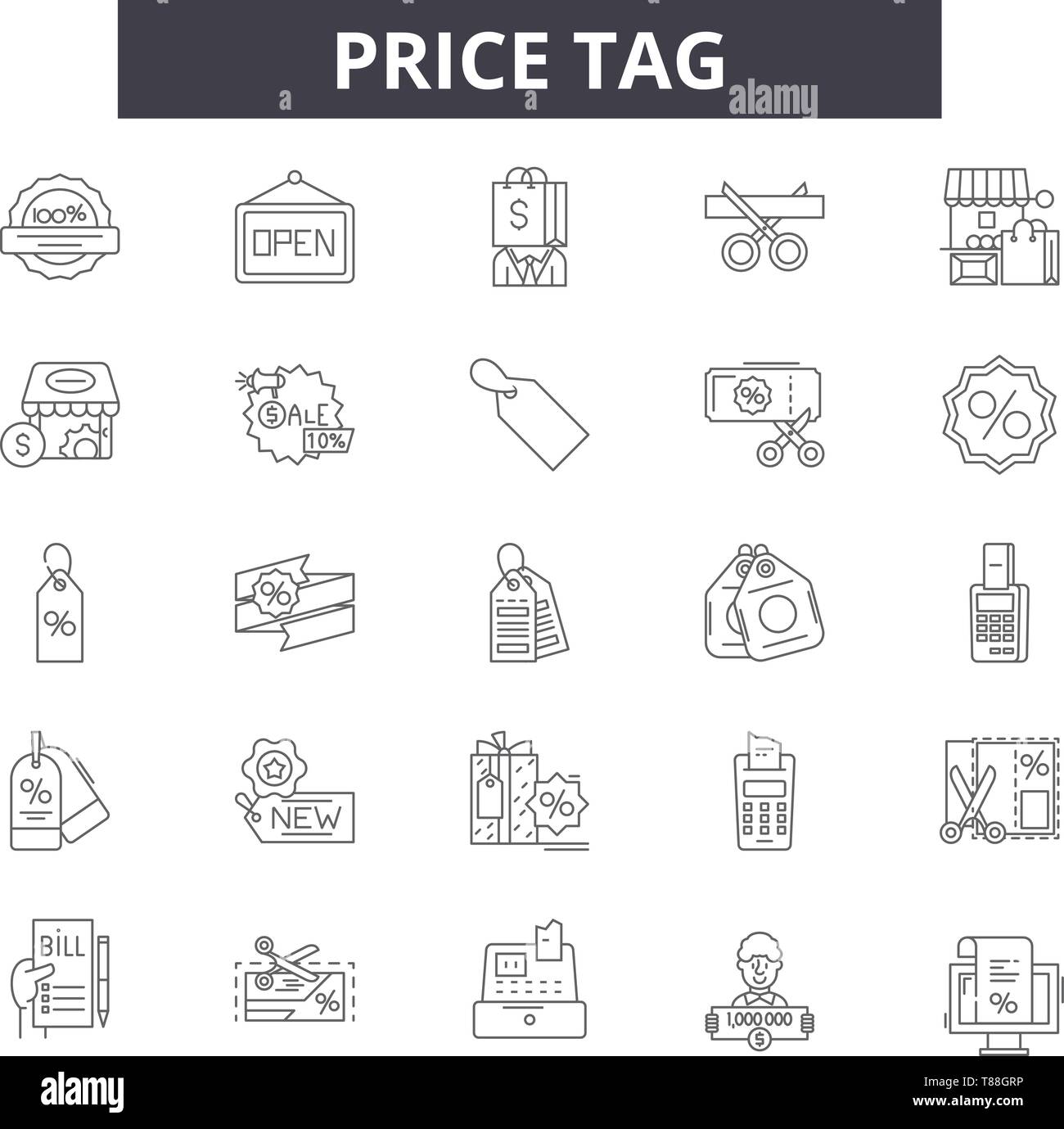 Price rag line icons, signs, vector set, outline concept, linear ...