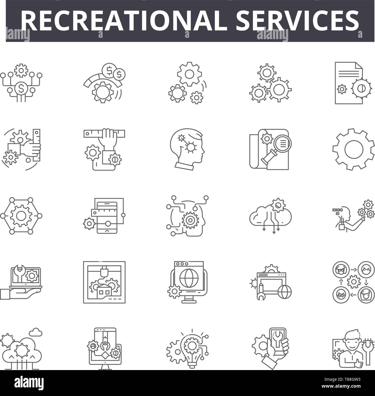 Recreational services line icons, signs, vector set, outline concept ...