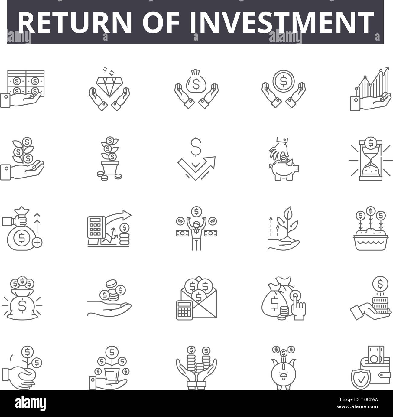 Return of investment line icons, signs, vector set, outline concept ...