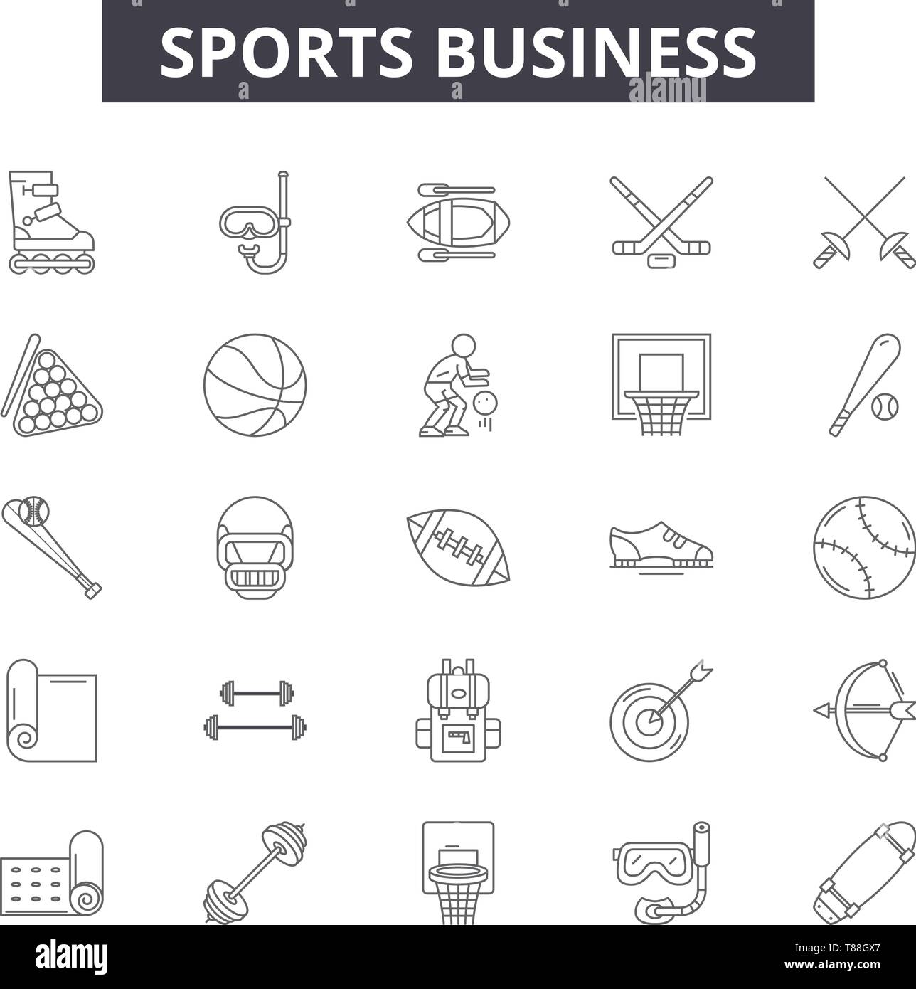Sports business line icons, signs, vector set, outline concept, linear ...