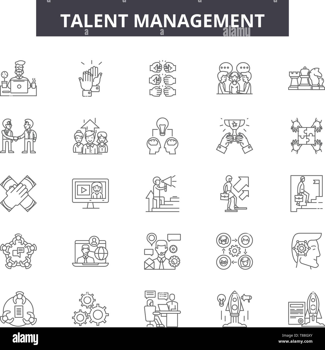 Talent management line icons, signs, vector set, outline concept ...