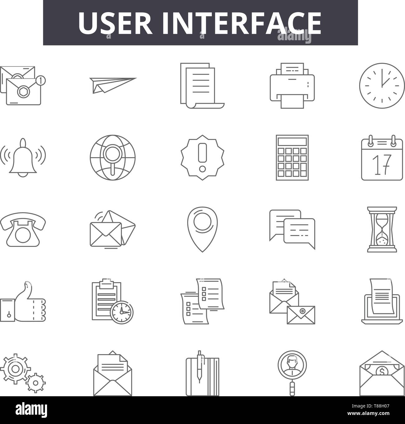 User interface line icons, signs, vector set, outline concept, linear ...