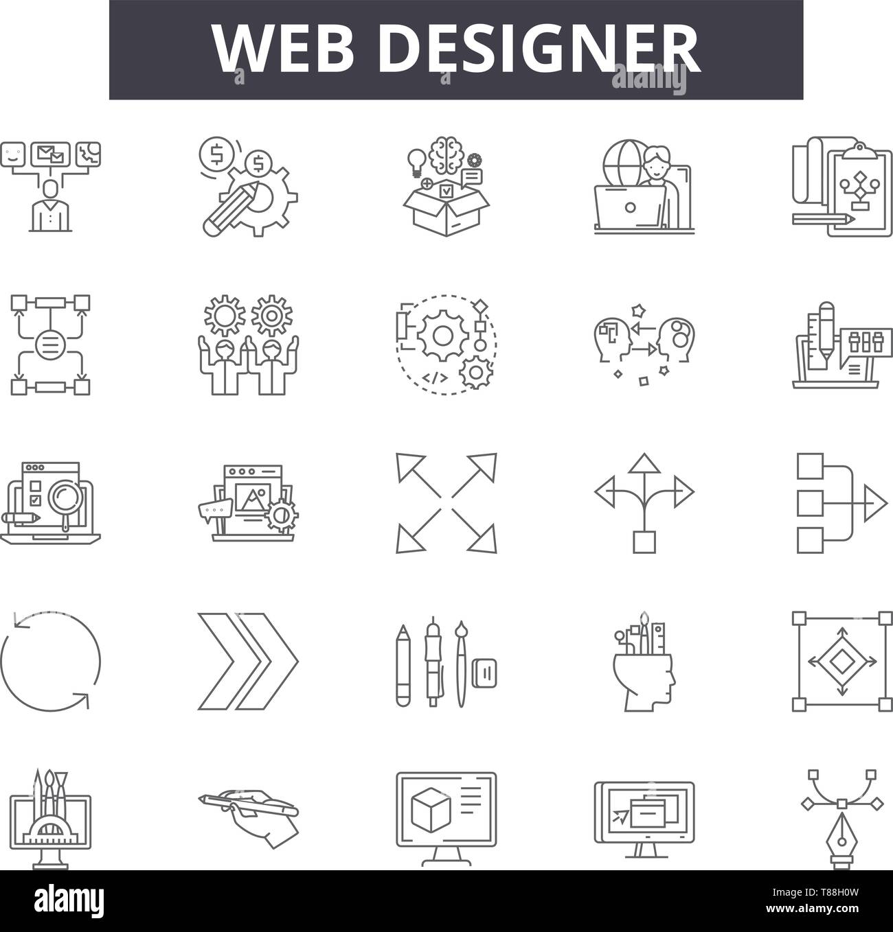 Web designer line icons, signs, vector set, outline concept, linear ...