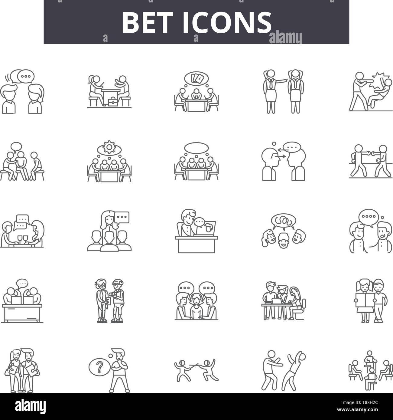 Bet line icons, signs, vector set, outline concept, linear illustration ...