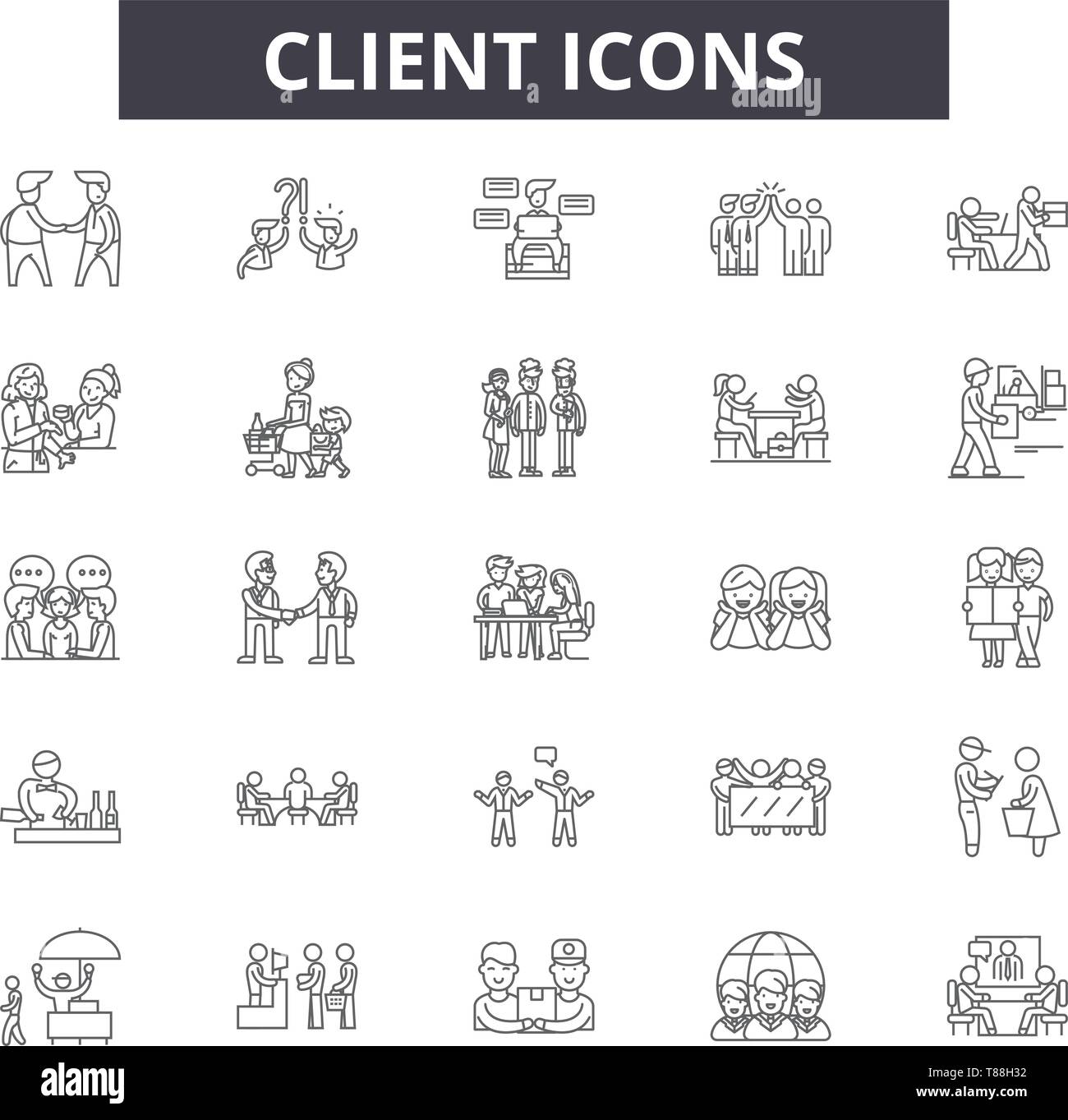 Client line icons, signs, vector set, outline concept, linear ...