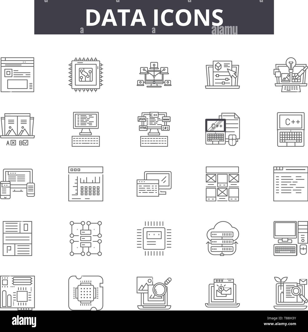 Data line icons, signs, vector set, outline concept, linear ... Data line icons, signs, vector set, outline concept, linear ...