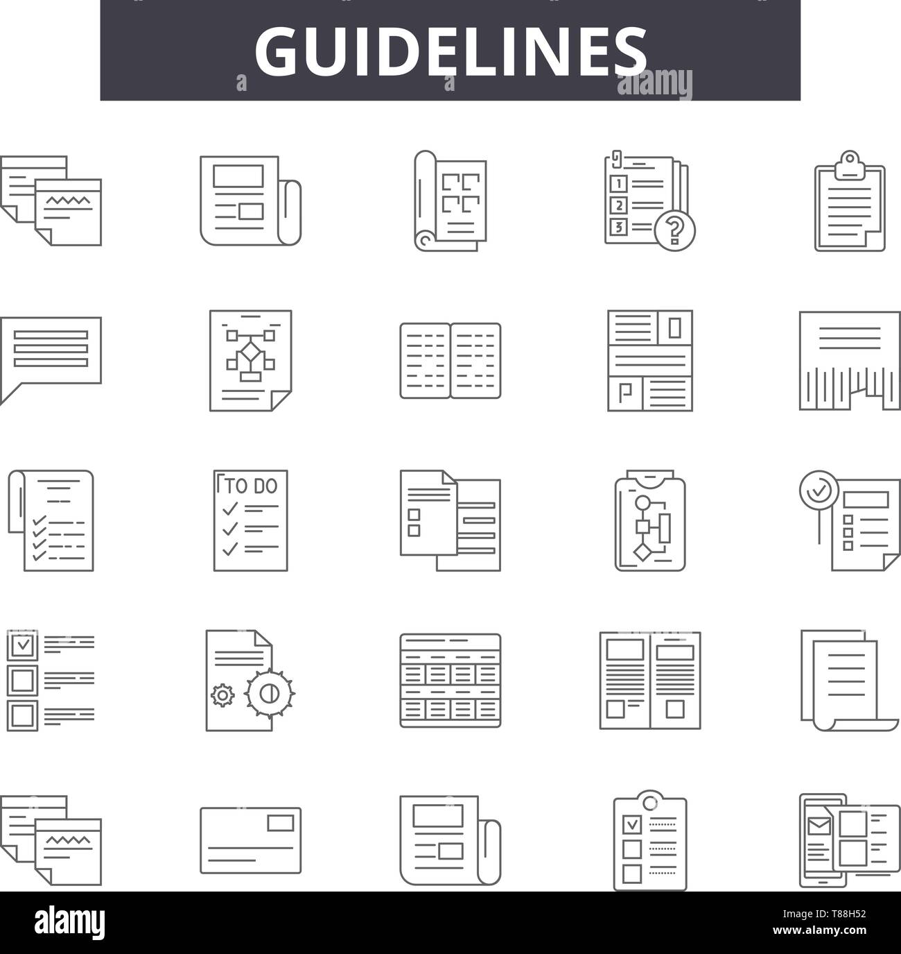 Guidelines line icons, signs, vector set, outline concept, linear ...