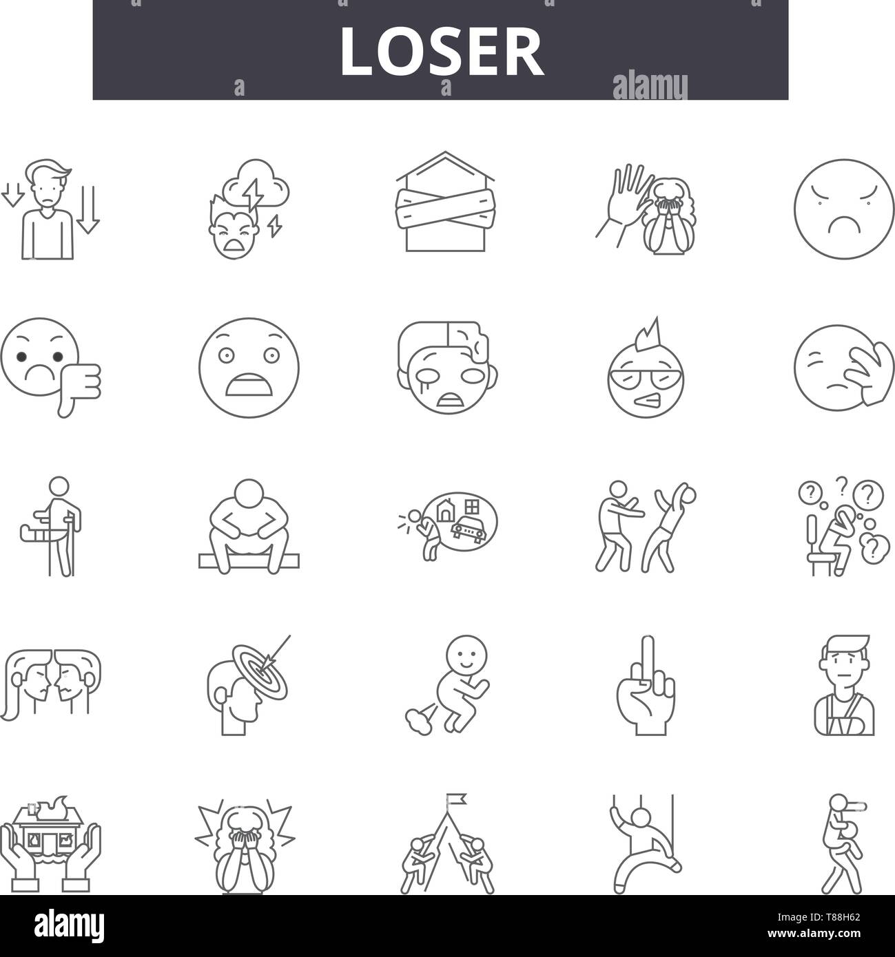 Loser line icons, signs, vector set, linear concept, outline ...