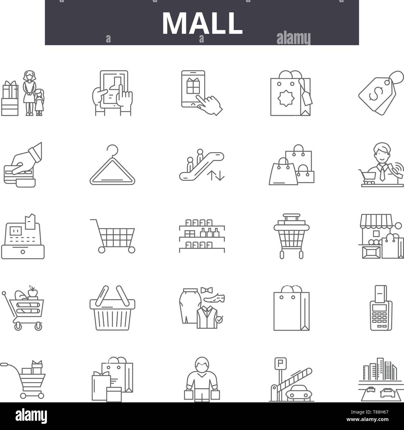 Mall line icons, signs, vector set, outline concept, linear ...