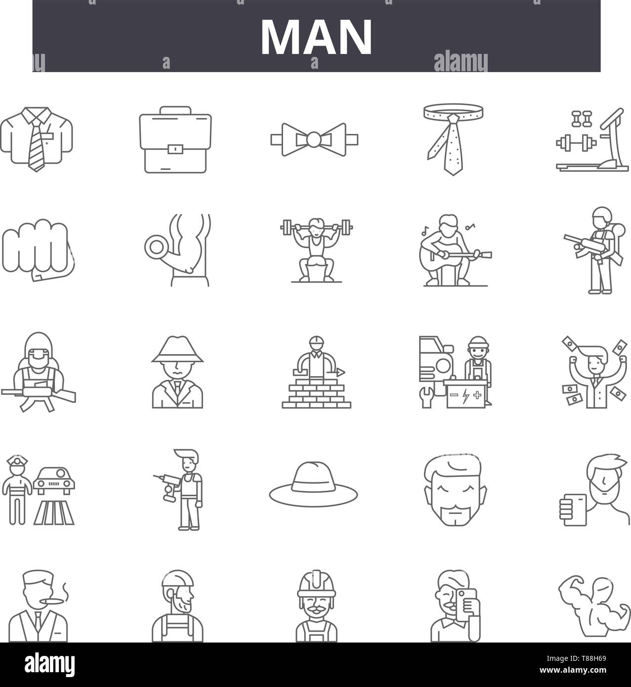 Man line icons, signs, vector set, linear concept, outline illustration ...