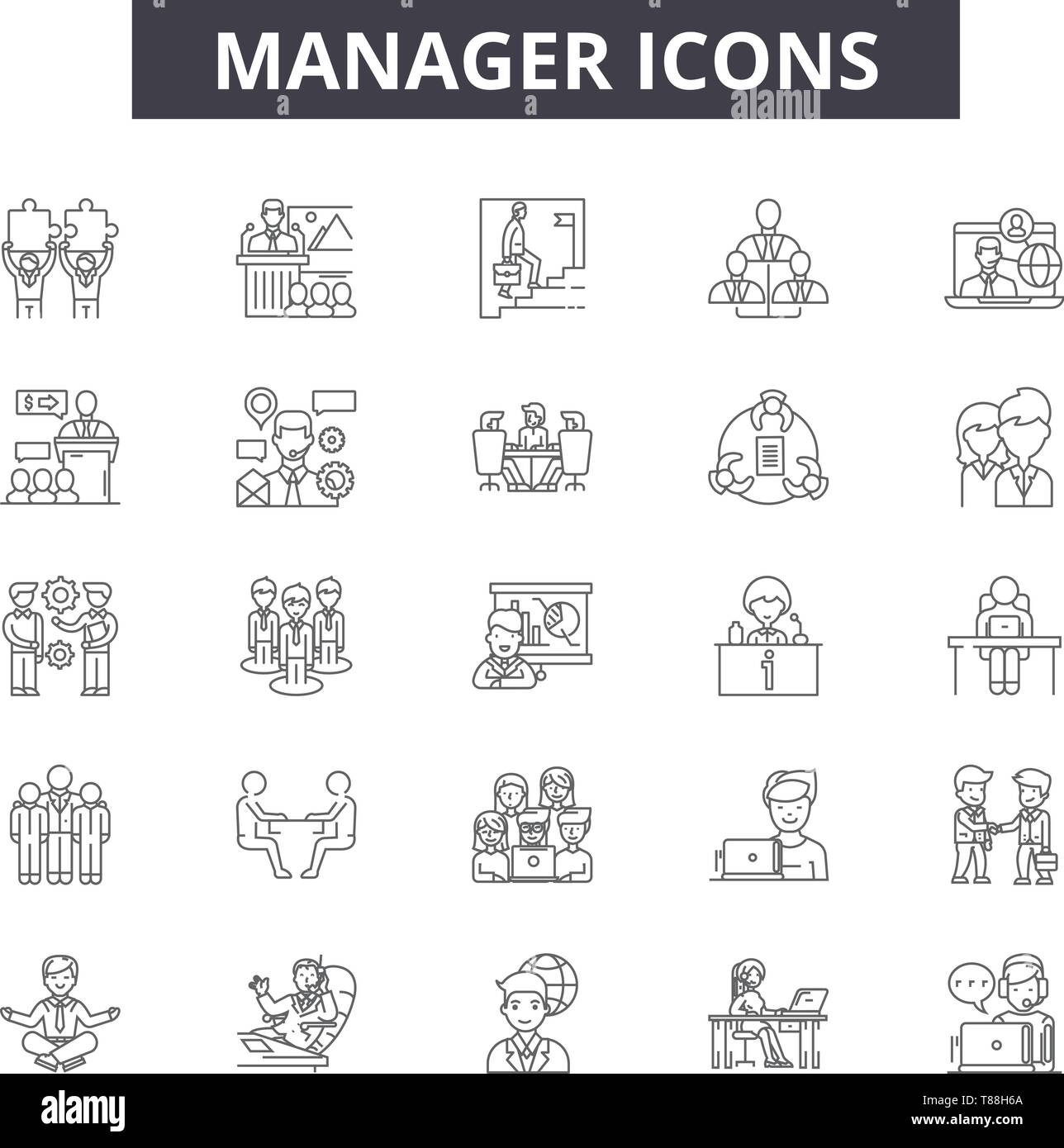 Manager line icons, signs, vector set, linear concept, outline ...