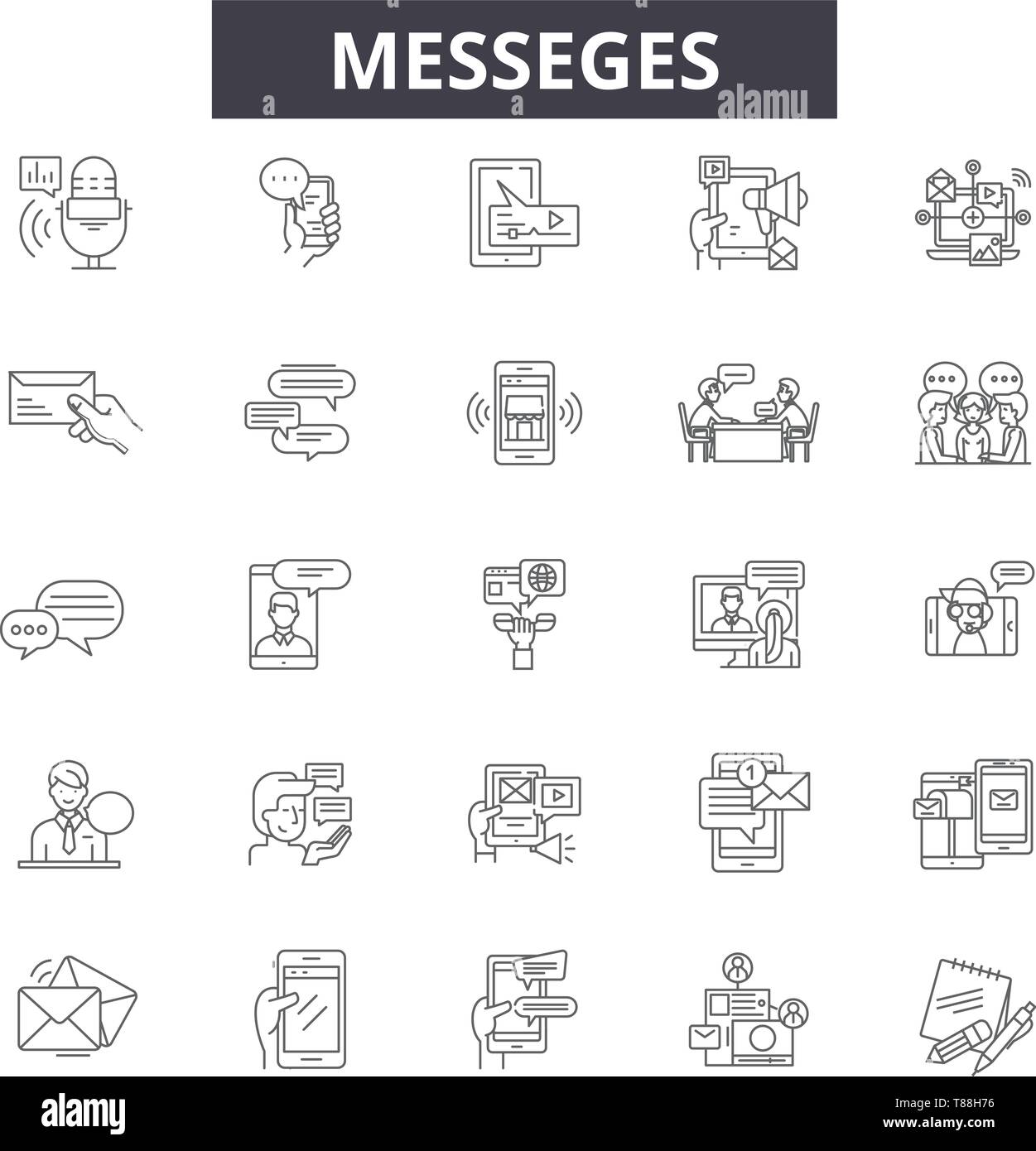 Messedges line icons, signs, vector set, linear concept, outline ...