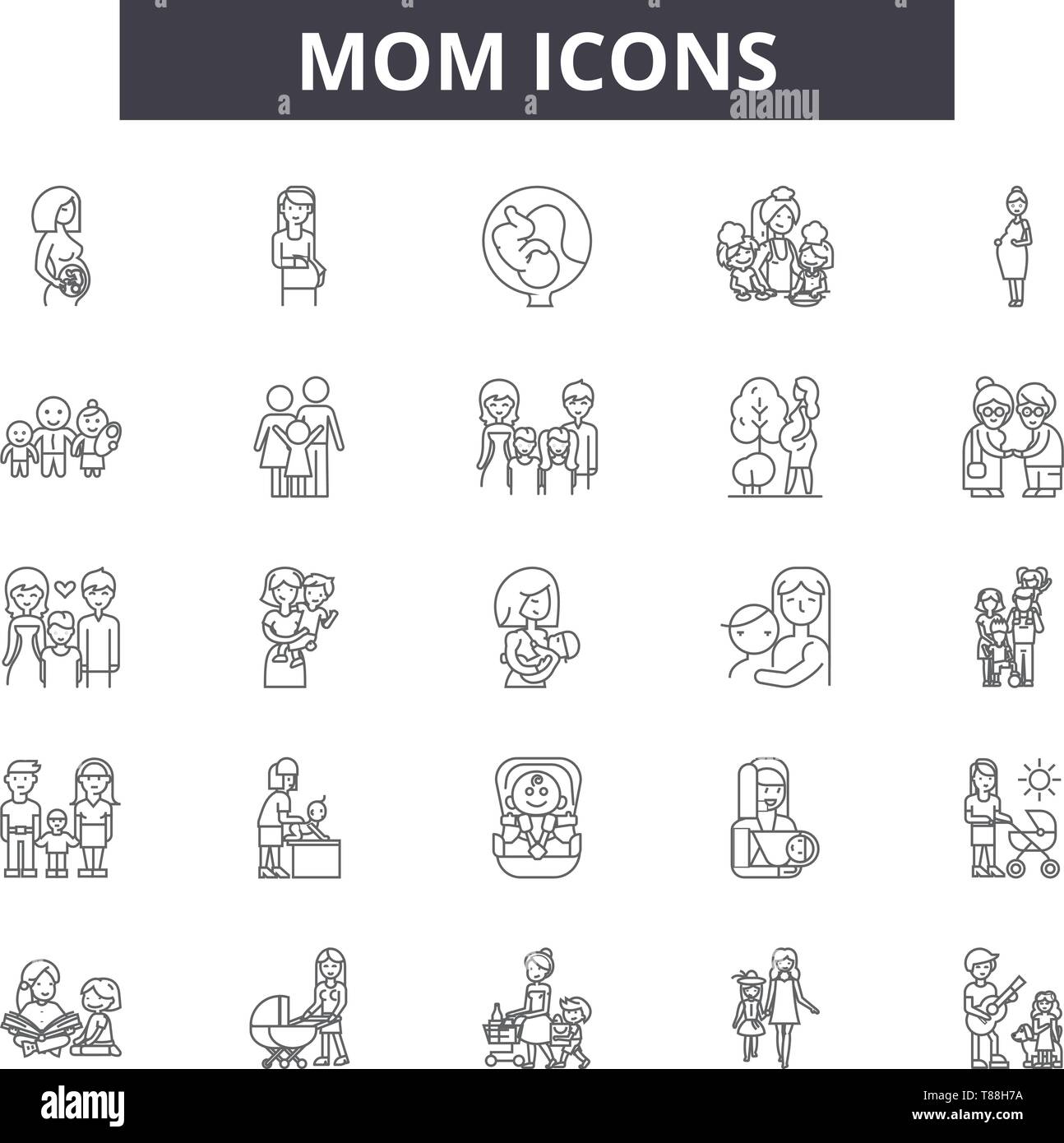 Mom line icons, signs, vector set, linear concept, outline illustration ...