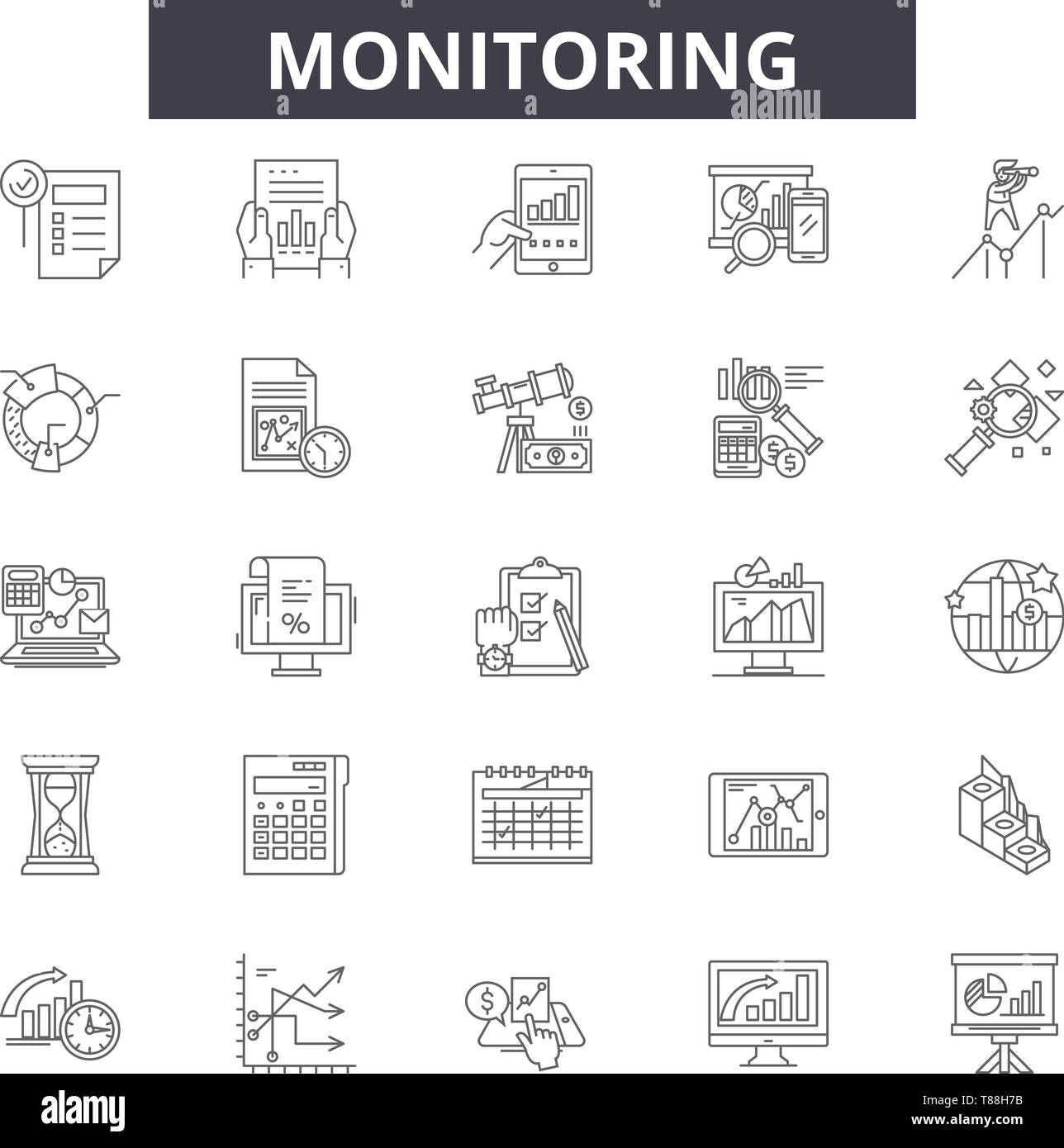 Monitoring line icons, signs, vector set, linear concept, outline illustration Stock Vector ...