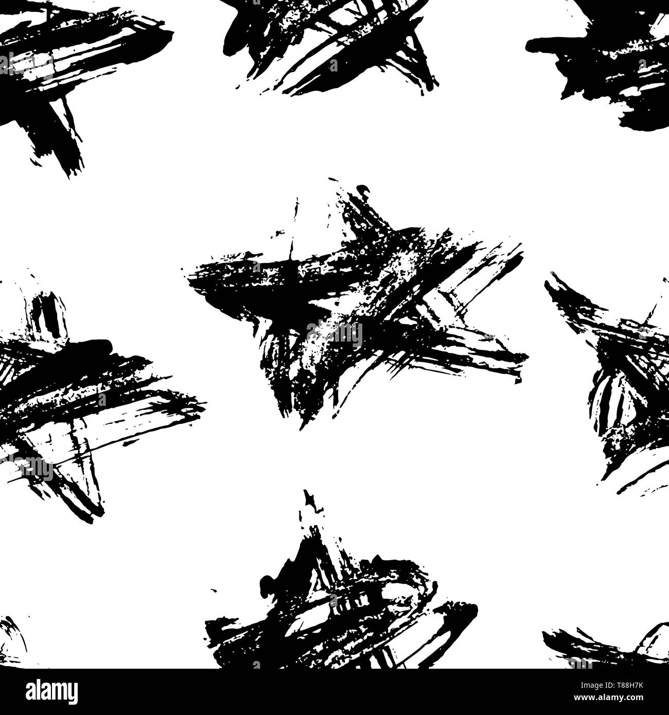 Hand drawn grunge stars seamless pattern. Modern ink background. Dry ...