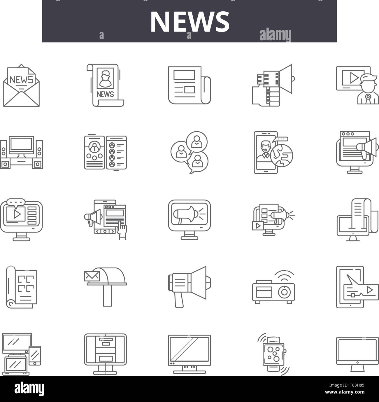 News line icons, signs, vector set, linear concept, outline ...