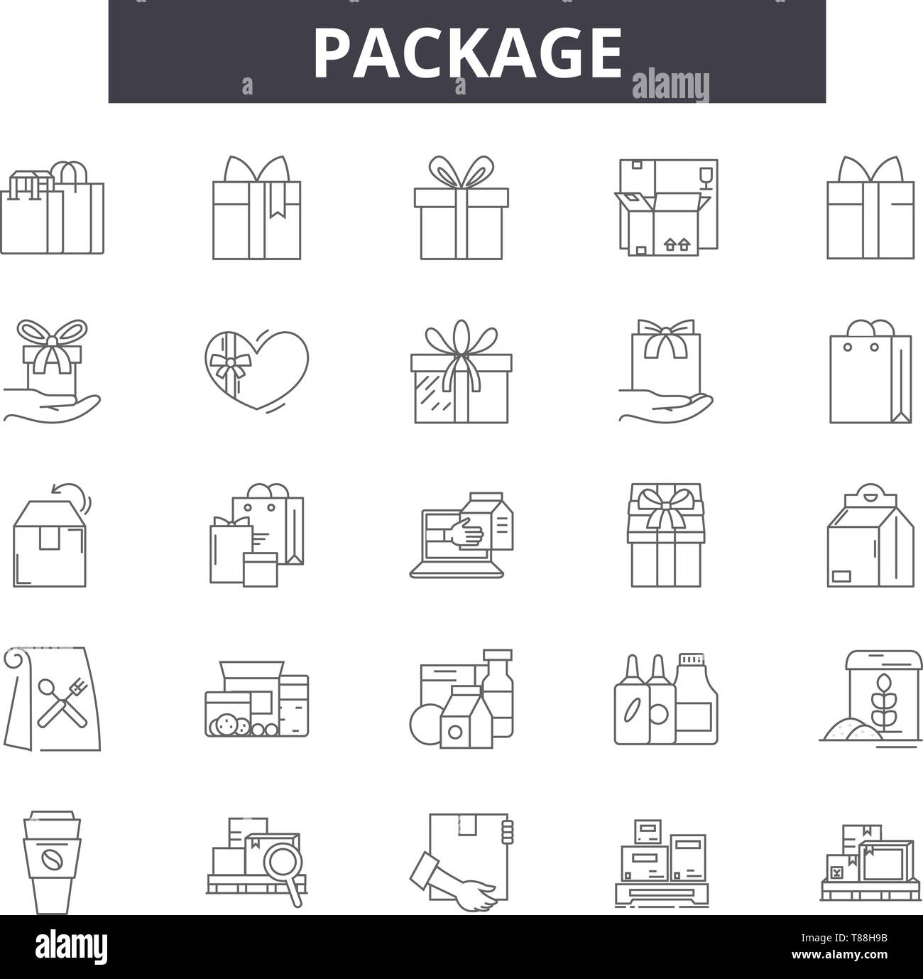 Package line icons, signs, vector set, linear concept, outline illustration Stock Vector Image ...