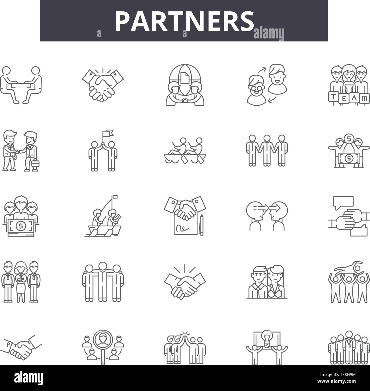 Partners line icons, signs, vector set, linear concept, outline ...