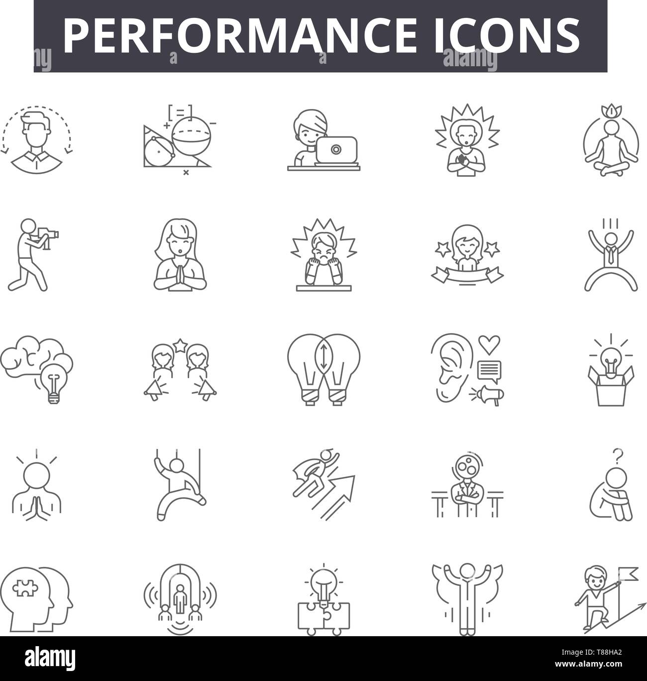 Performance line icons, signs, vector set, linear concept, outline ...