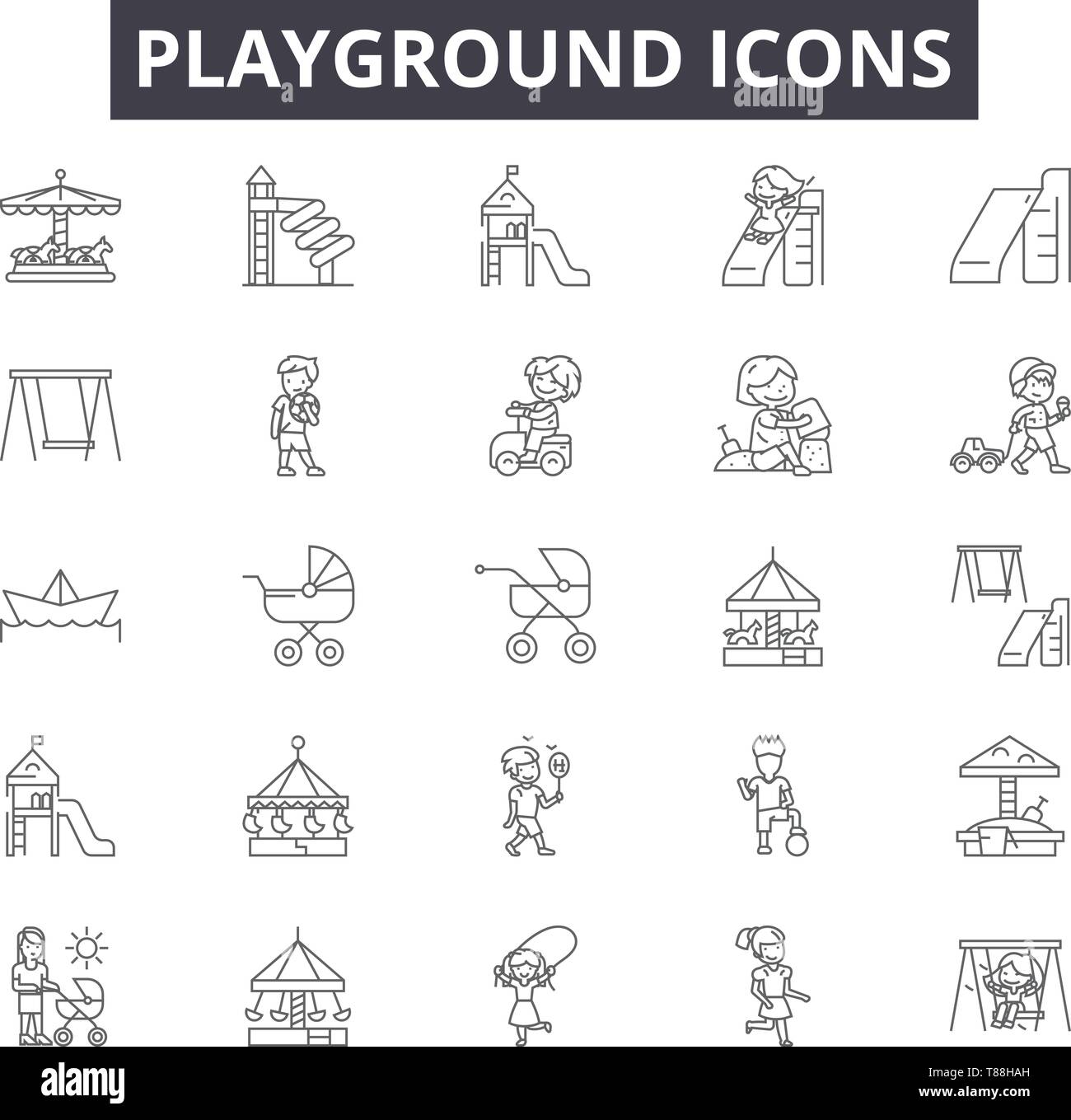 Playground line icons, signs, vector set, linear concept, outline ...