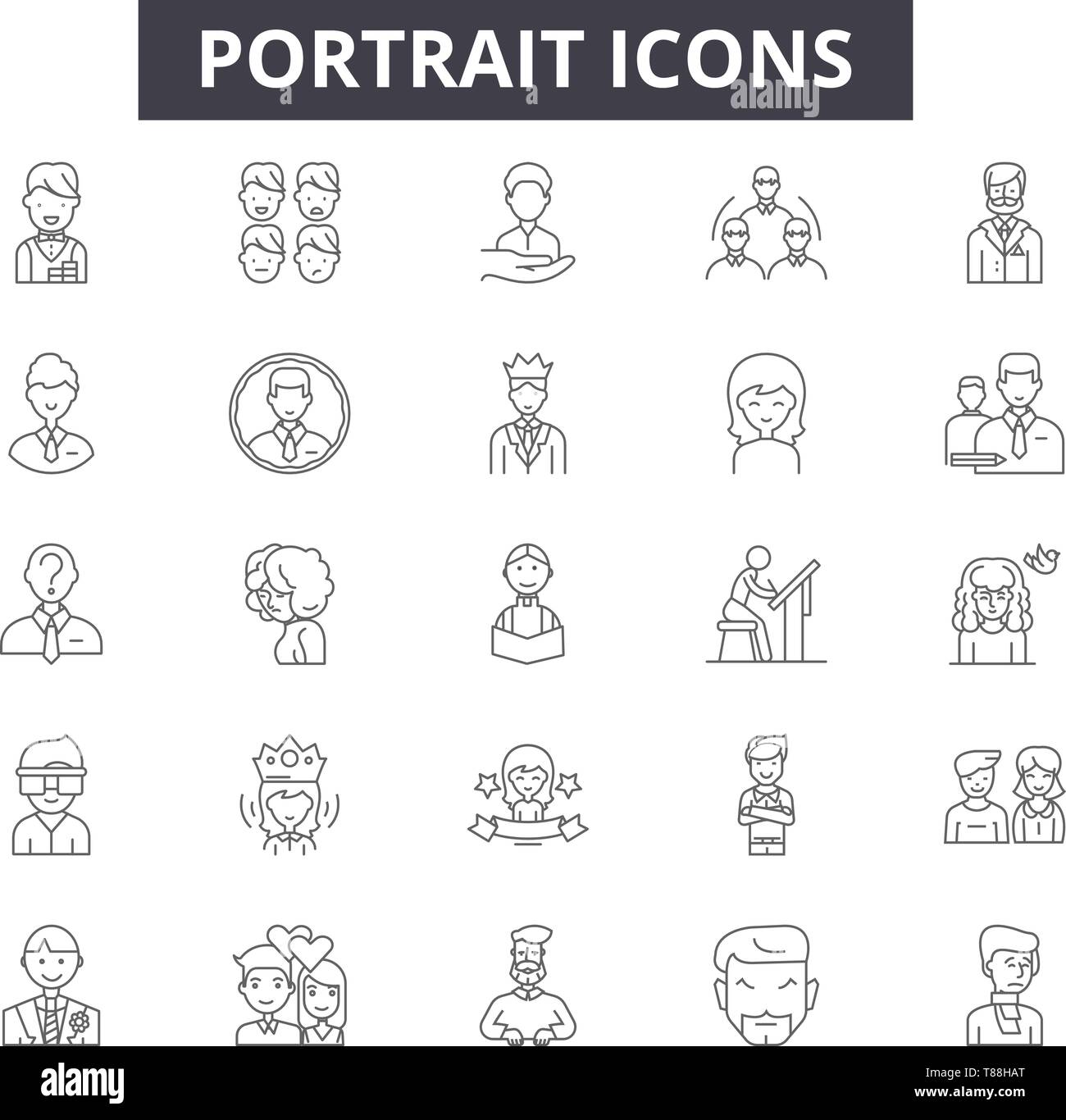 Portrait line icons, signs, vector set, linear concept, outline ...