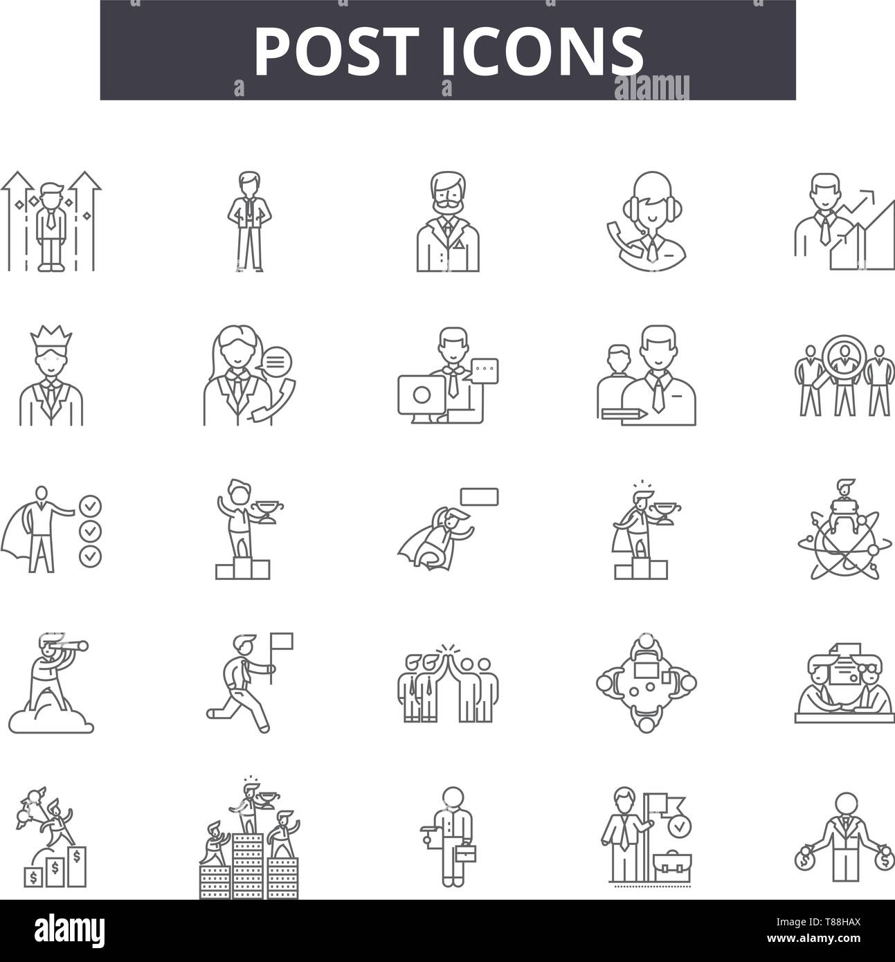 Post line icons, signs, vector set, linear concept, outline ...