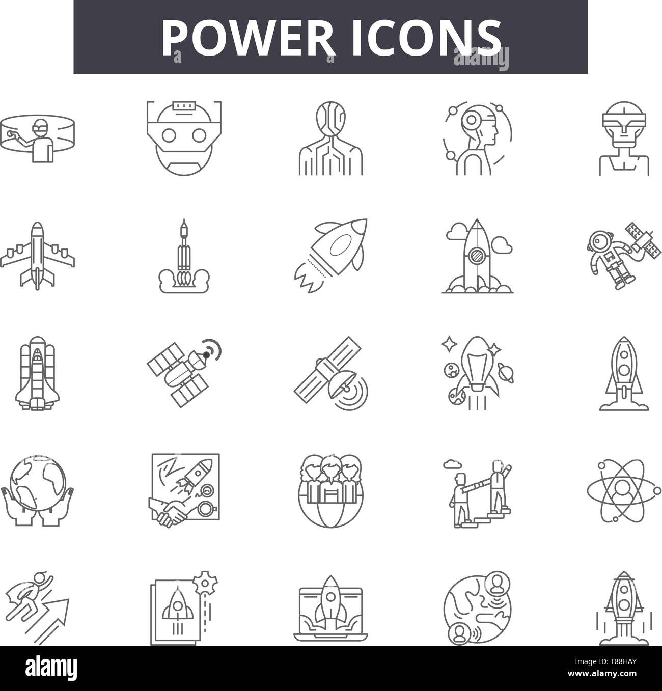Power line icons, signs, vector set, linear concept, outline ...