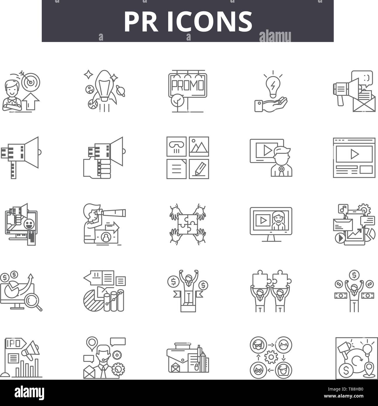 Pr line icons, signs, vector set, linear concept, outline illustration ...