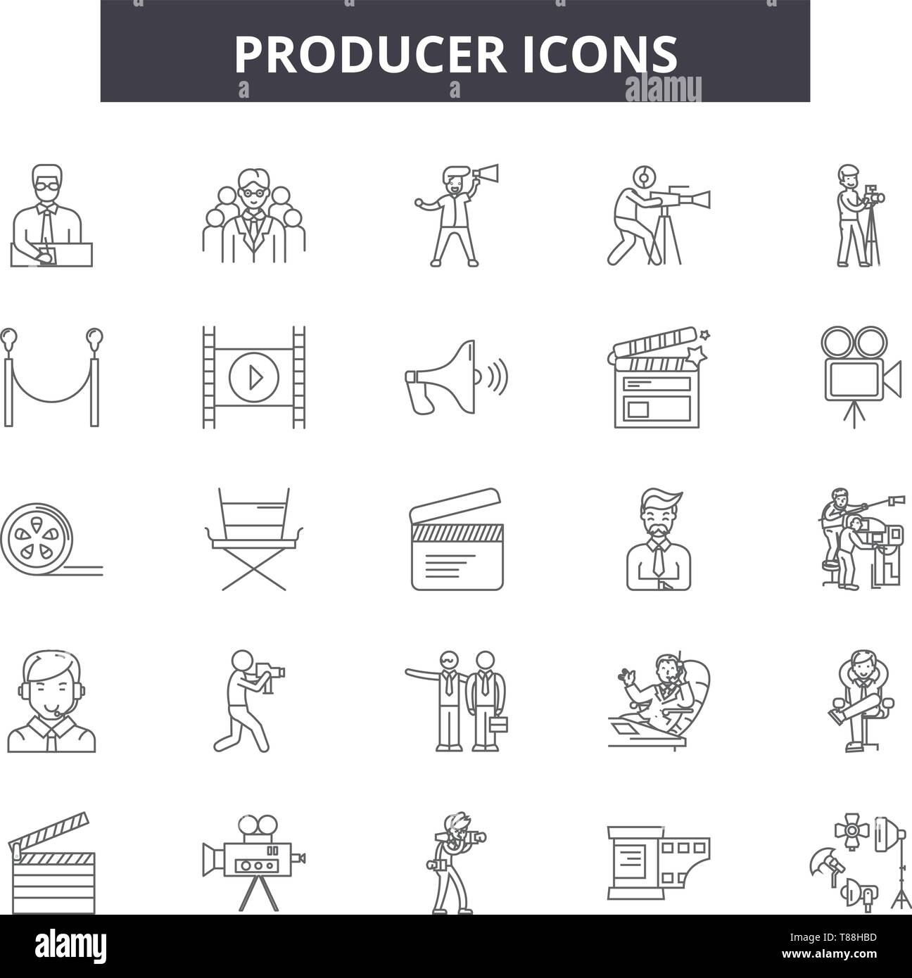 Producer line icons, signs, vector set, linear concept, outline ...