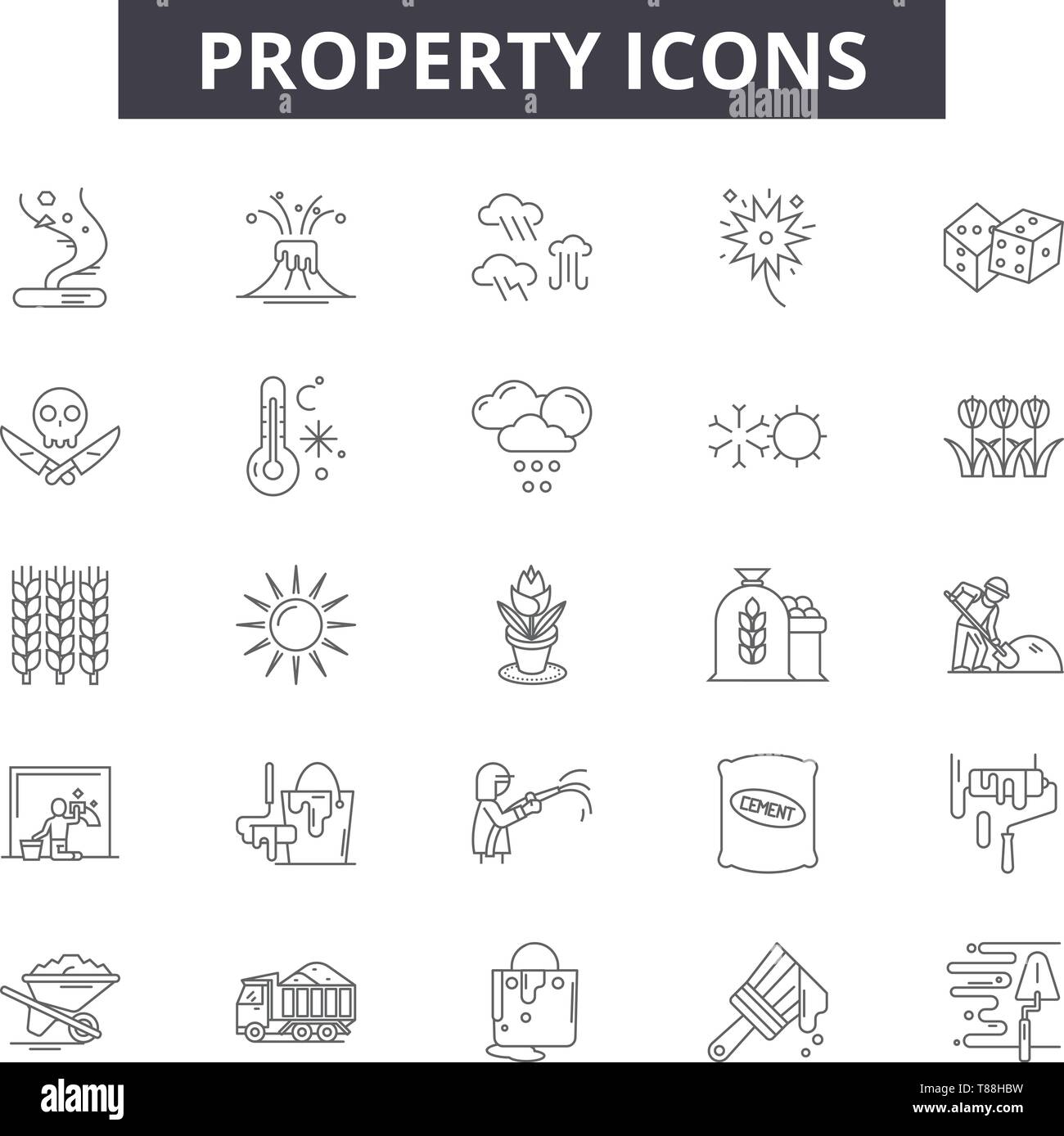 Property line icons, signs, vector set, linear concept, outline ...