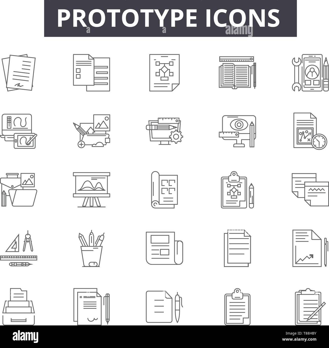 Prototype line icons, signs, vector set, linear concept, outline ...