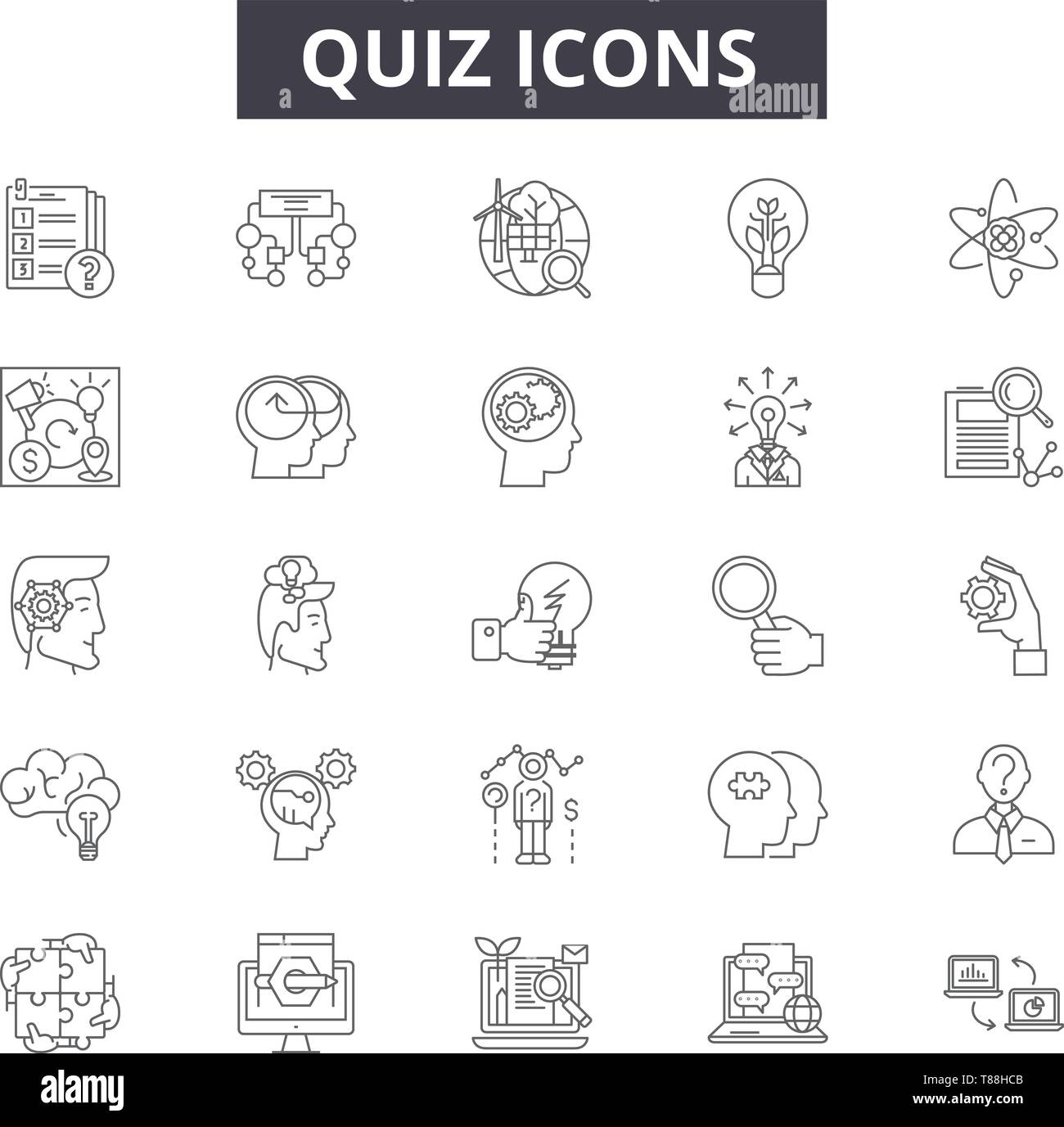 Quiz line icons, signs, vector set, linear concept, outline ...