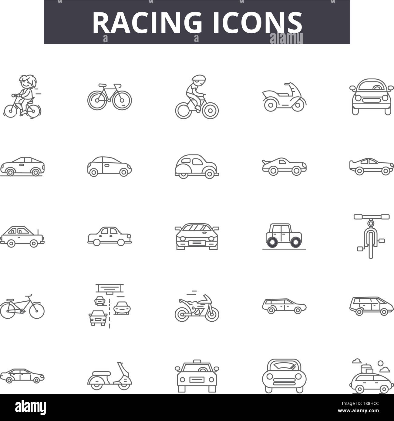 Racing line icons, signs, vector set, linear concept, outline ...