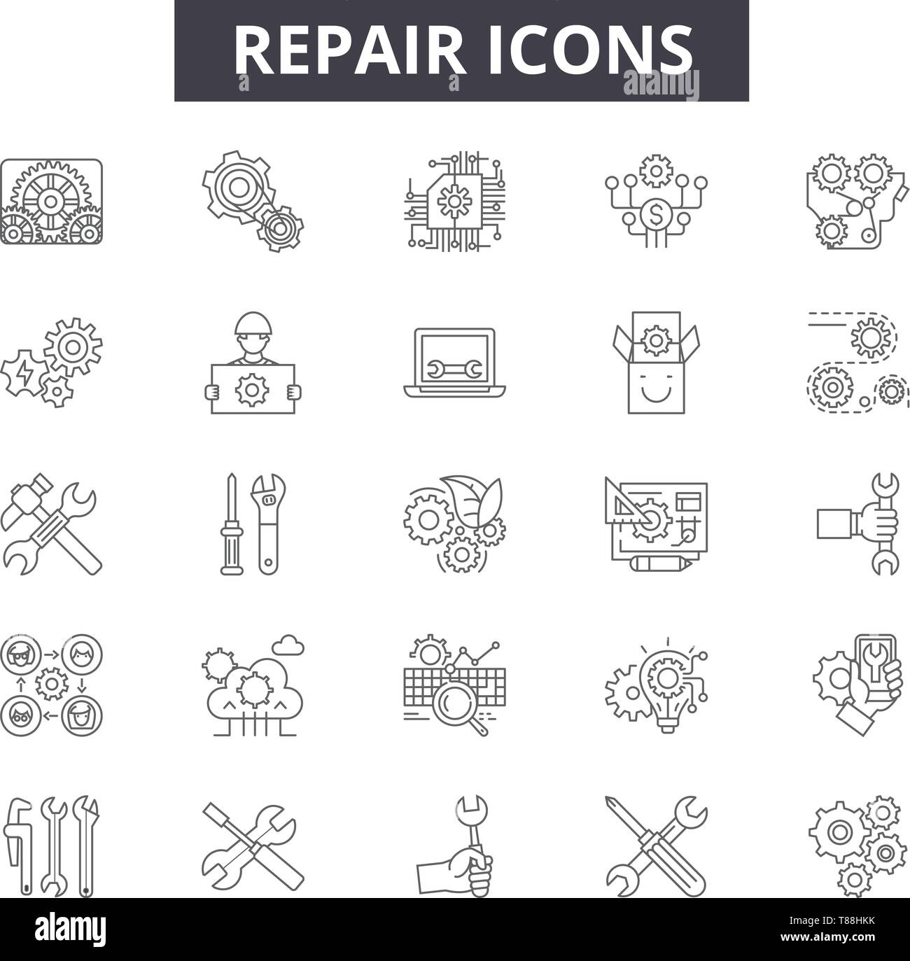 Repair line icons, signs, vector set, linear concept, outline ...