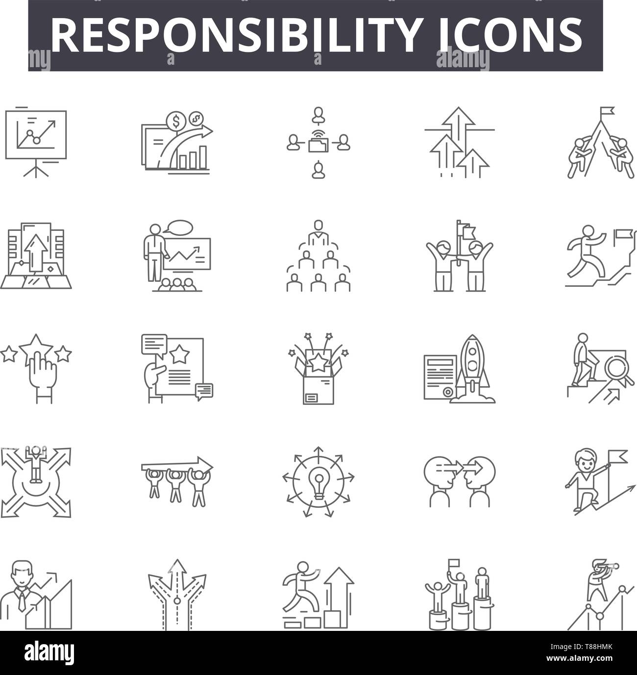 Responsibility line icons, signs, vector set, outline concept, linear ...
