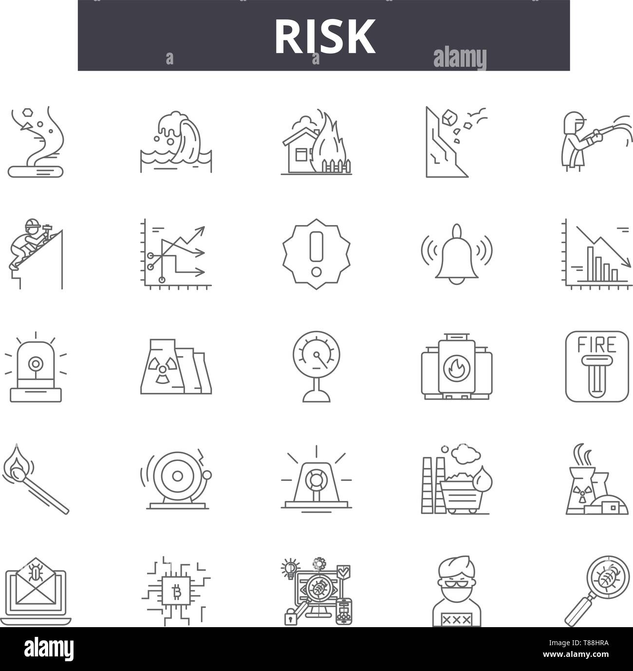 Risk line icons, signs, vector set, linear concept, outline ...