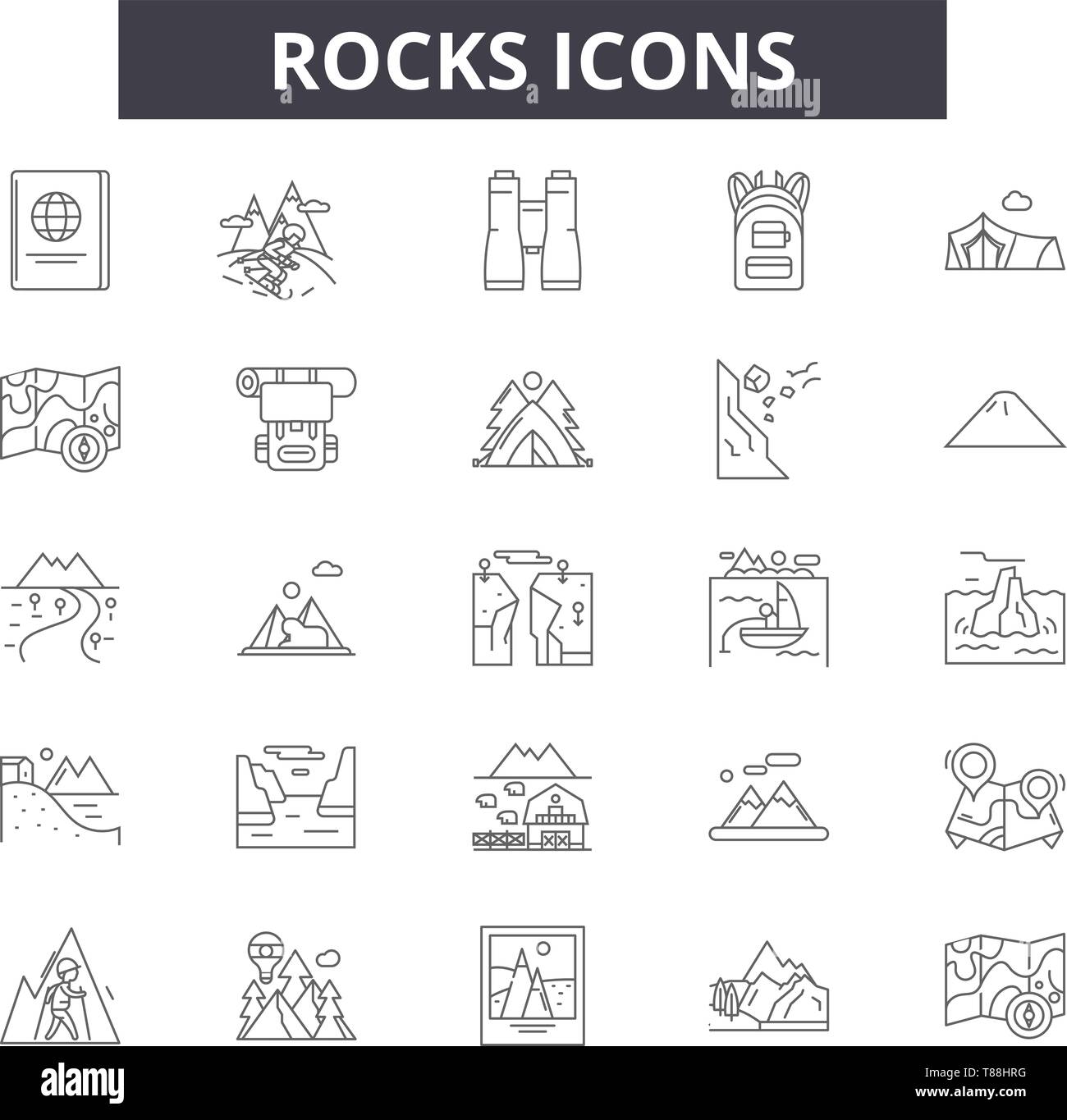 Rocks line icons, signs, vector set, linear concept, outline ...