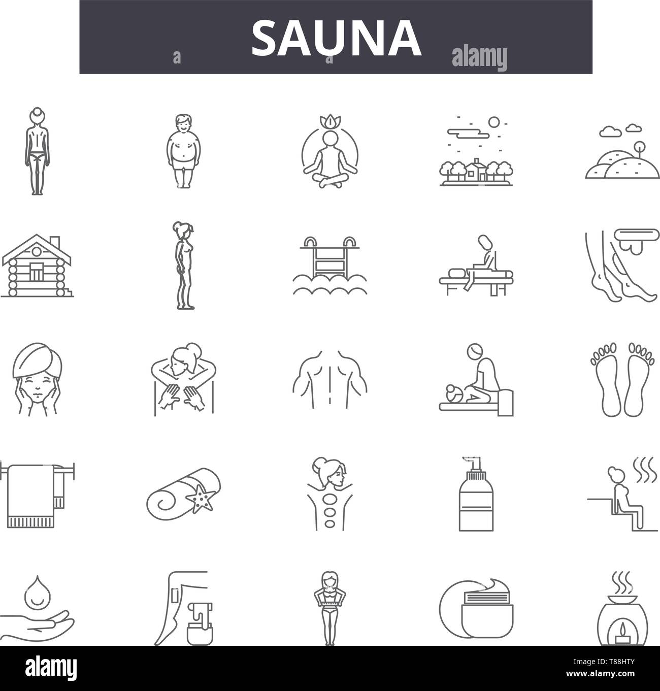 Sauna line icons, signs, vector set, linear concept, outline illustration Stock Vector Image ...