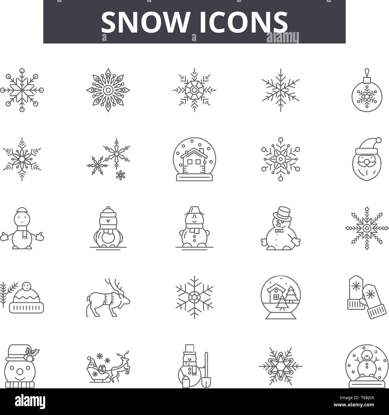 Snow line icons, signs, vector set, linear concept, outline ...