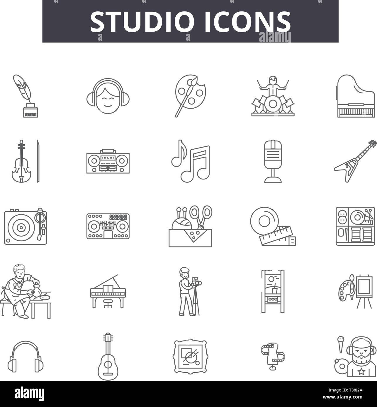 Studio line icons, signs, vector set, linear concept, outline ...
