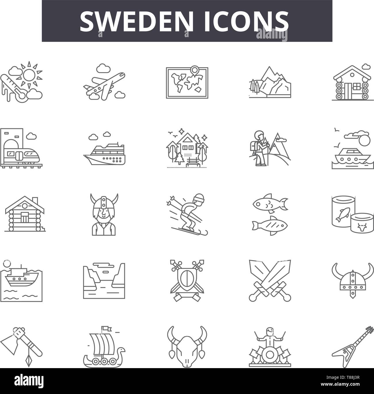 Sweden line icons, signs, vector set, linear concept, outline ...