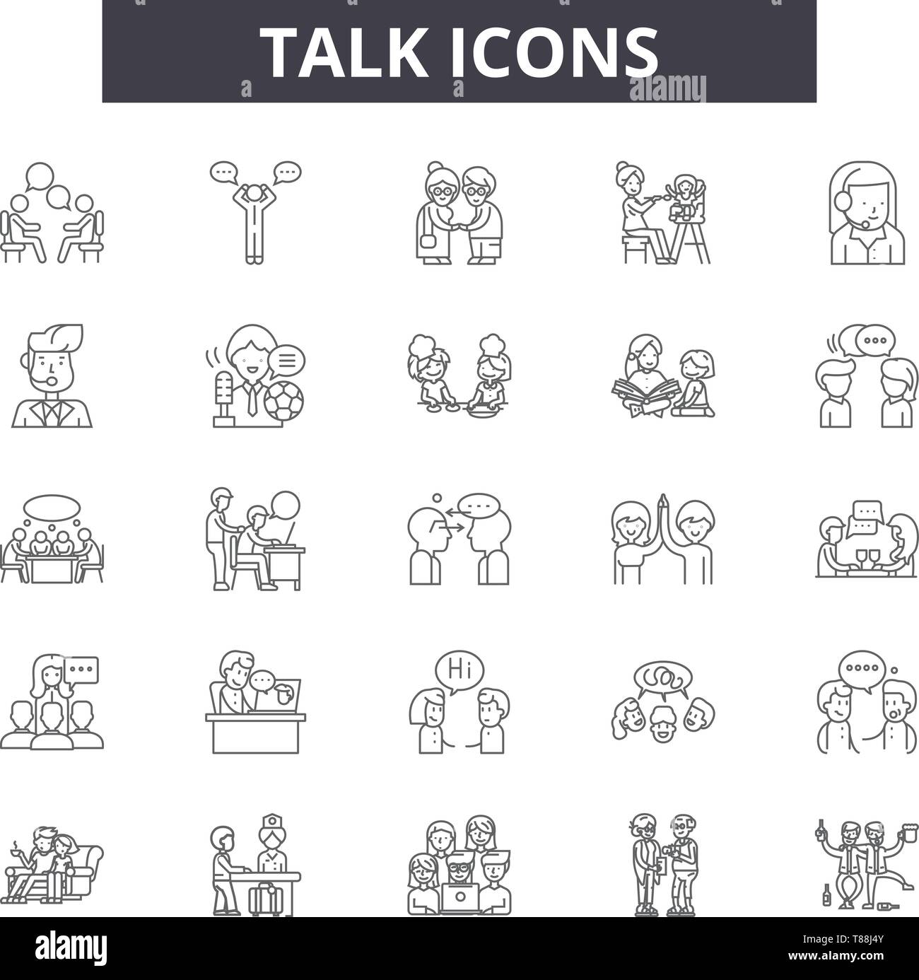 Talk line icons, signs, vector set, linear concept, outline ...