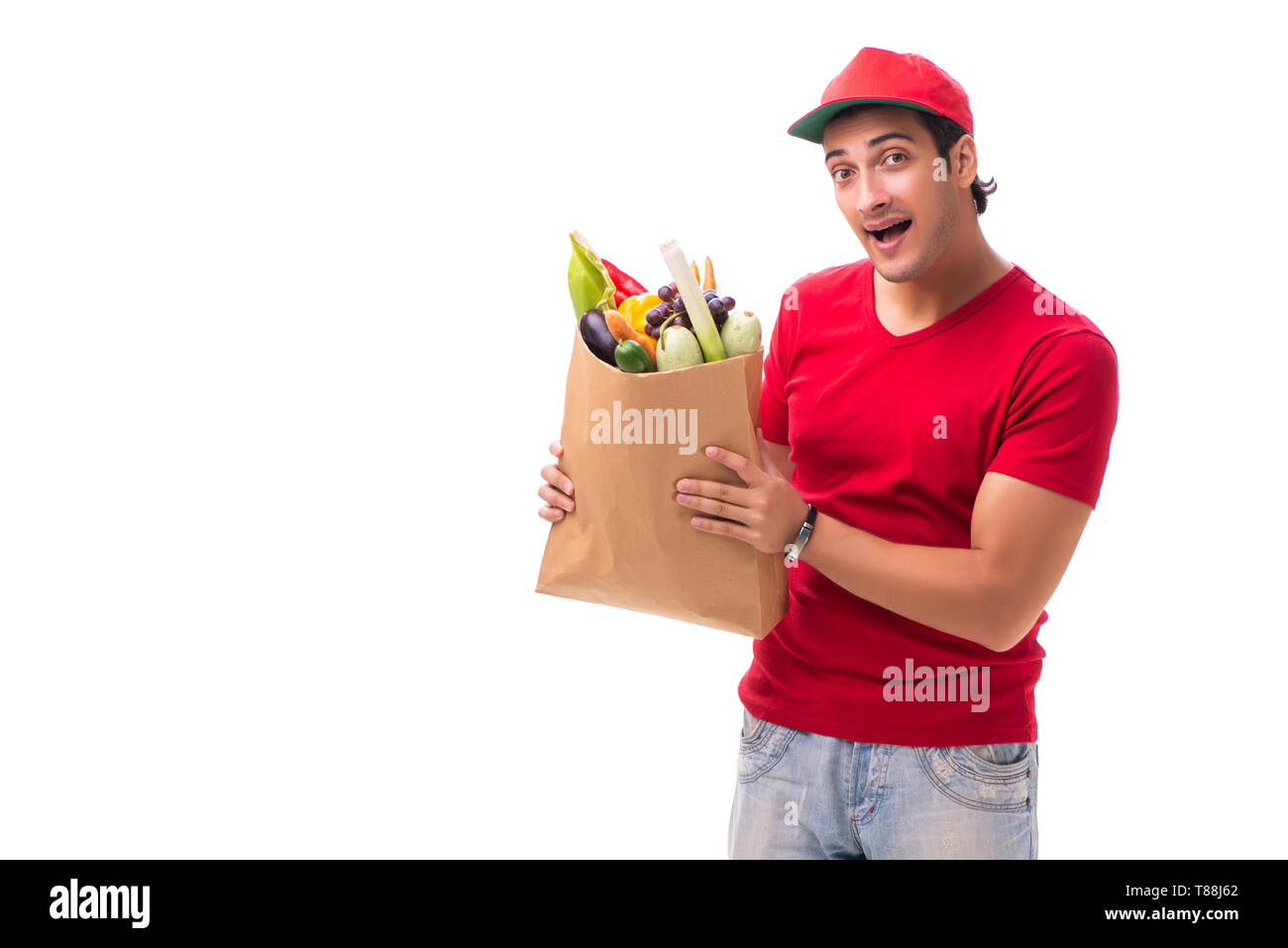 Concept of shopping delivery isolated on white background Stock Photo ...