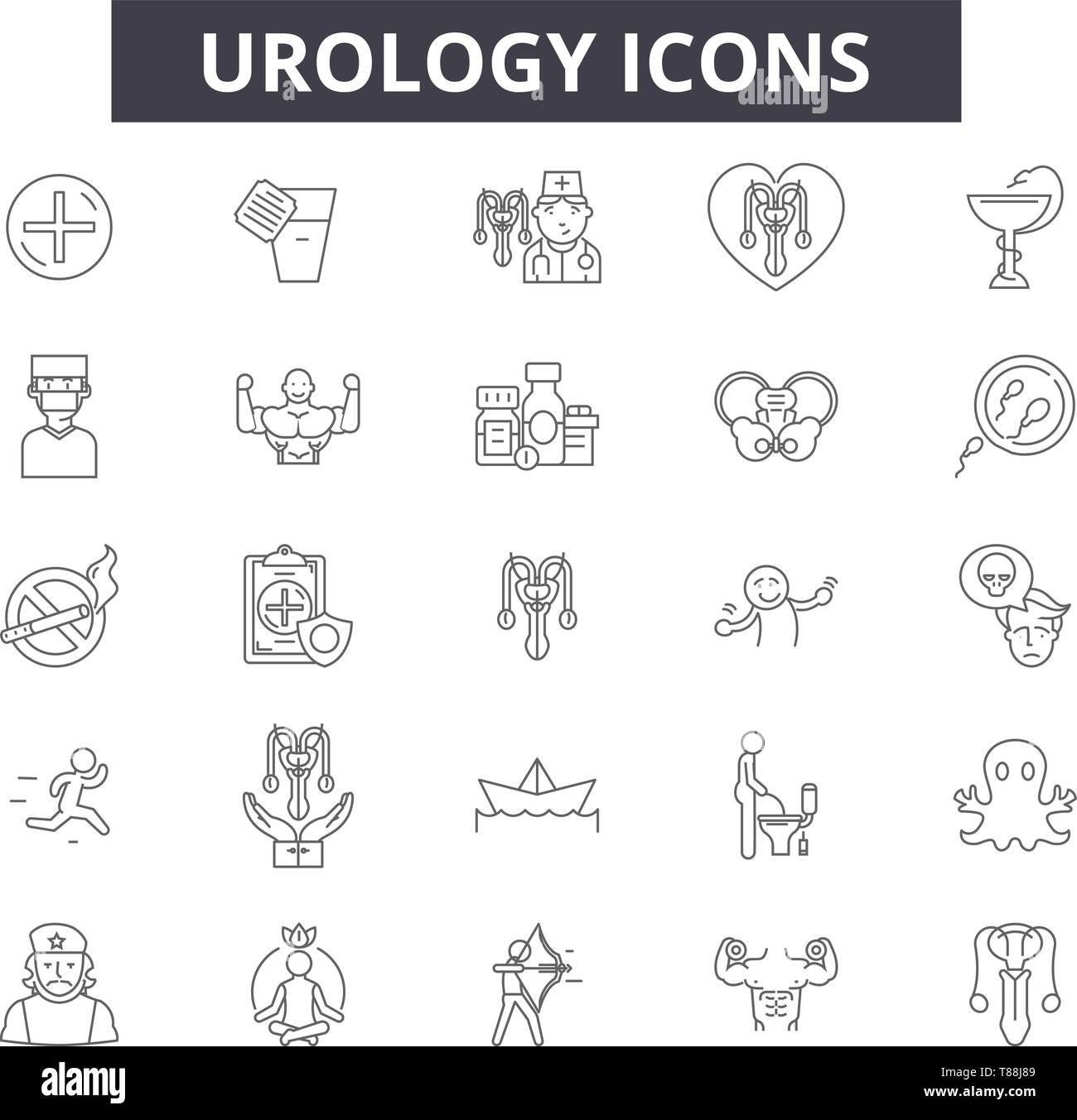 Urology line icons, signs, vector set, linear concept, outline ...