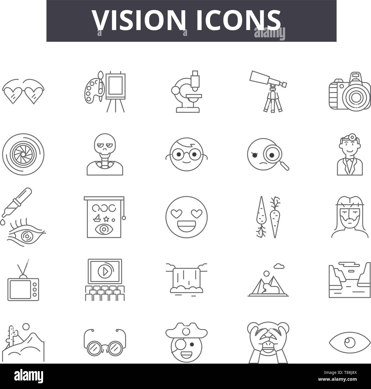 Vision line icons, signs, vector set, linear concept, outline ...