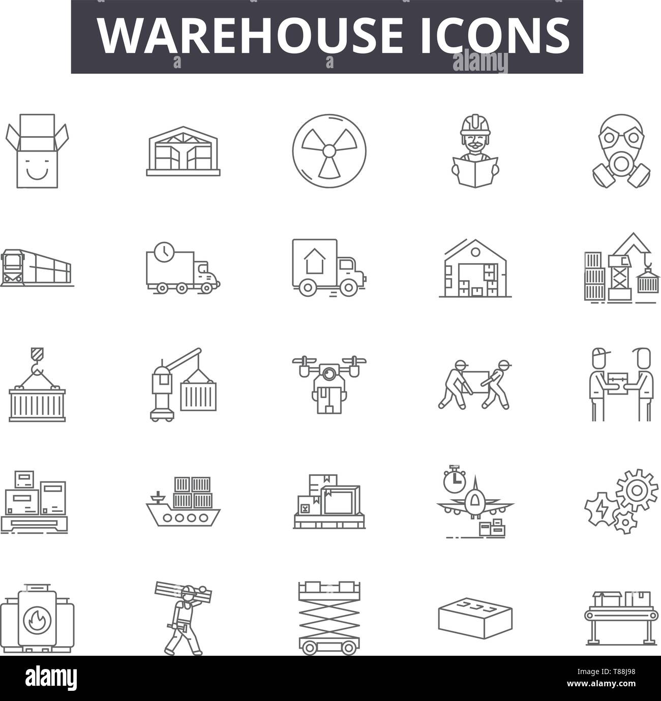 Warehouse line icons, signs, vector set, linear concept, outline ...