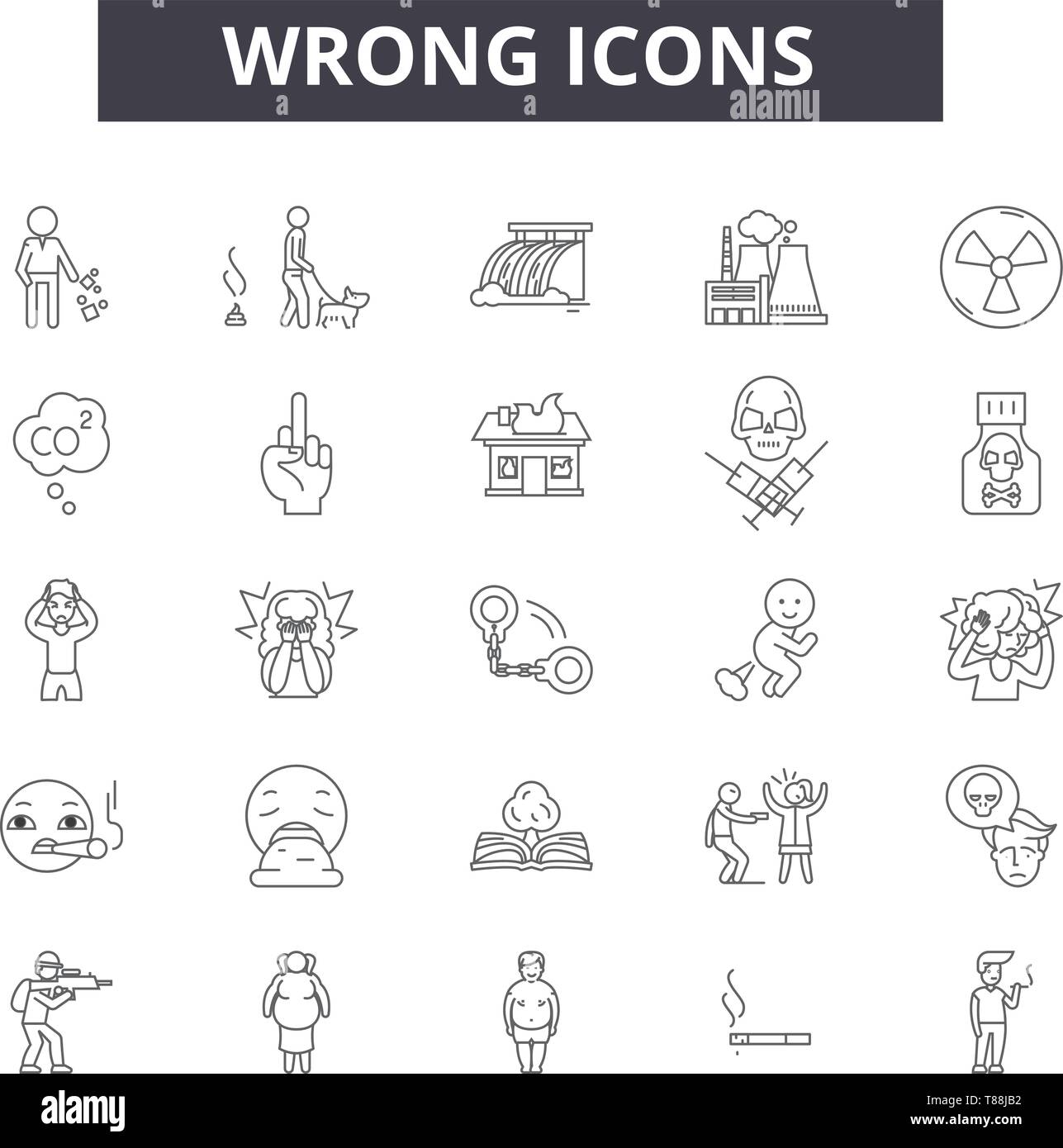Wrong line icons, signs, vector set, linear concept, outline ...