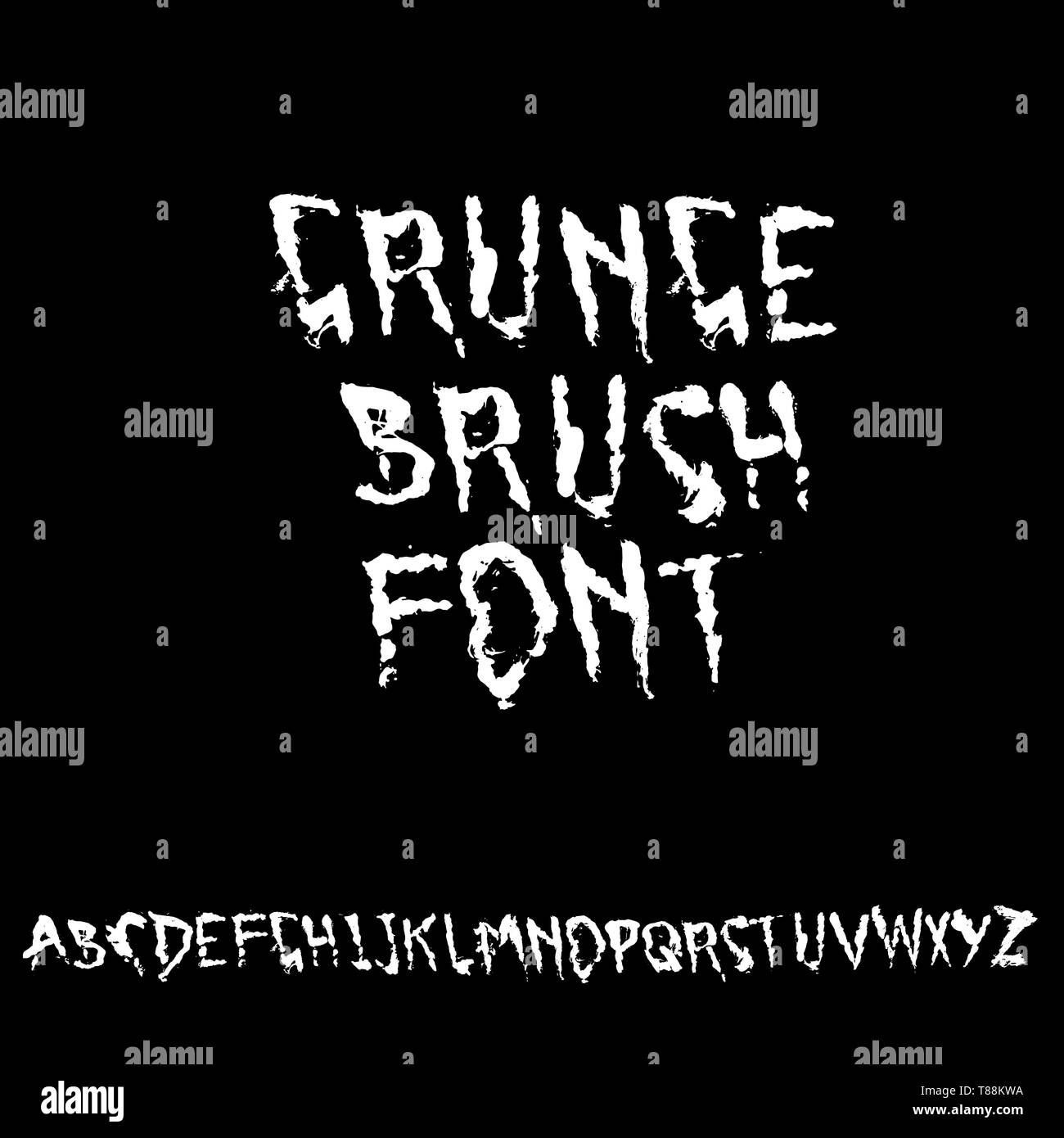 Hand drawn dry brush lettering. Grunge style alphabet. Handwritten font ...