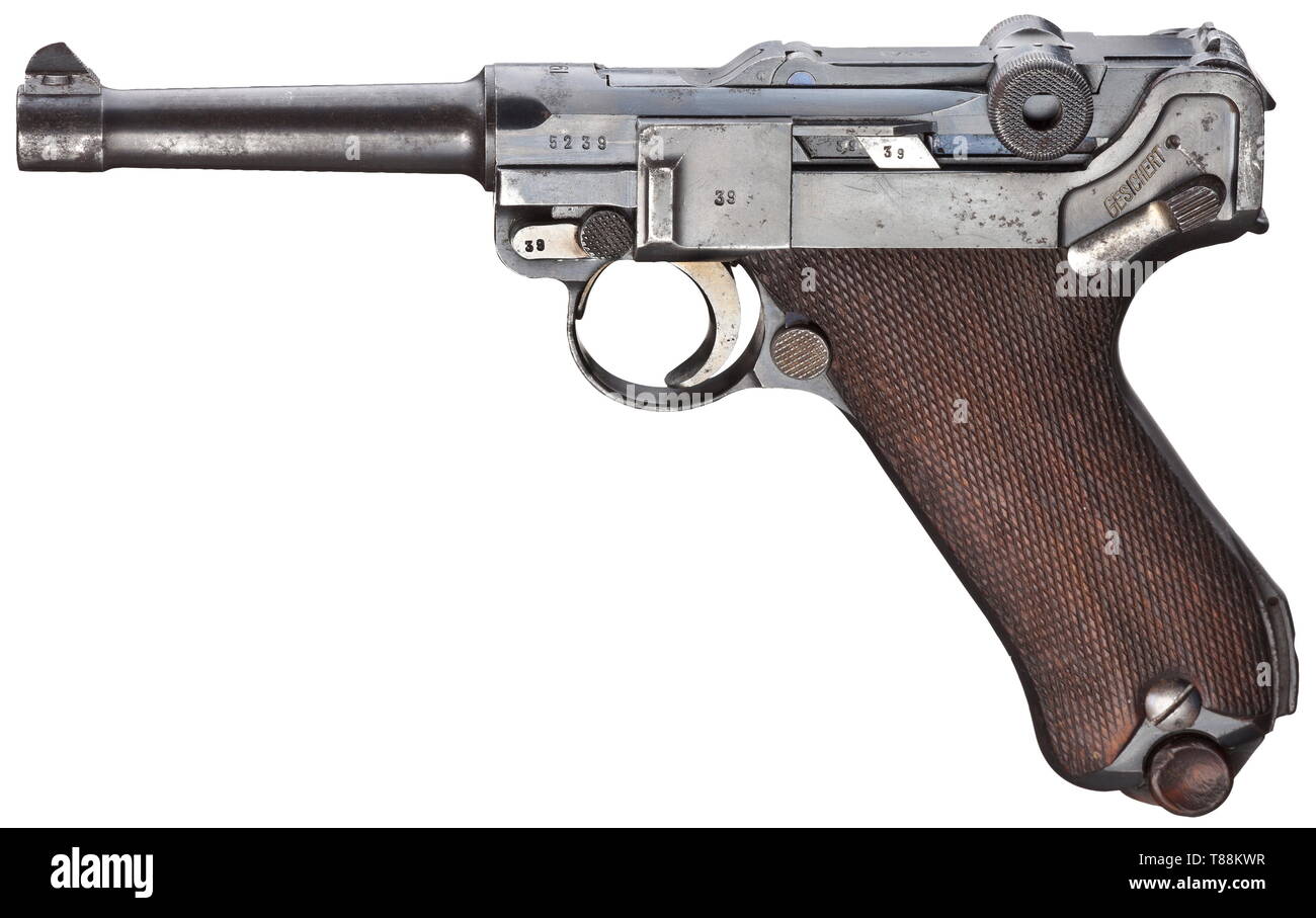 Small arms, pistols, Luger pistol 08 Parabellum, manufactured by Mauser ...