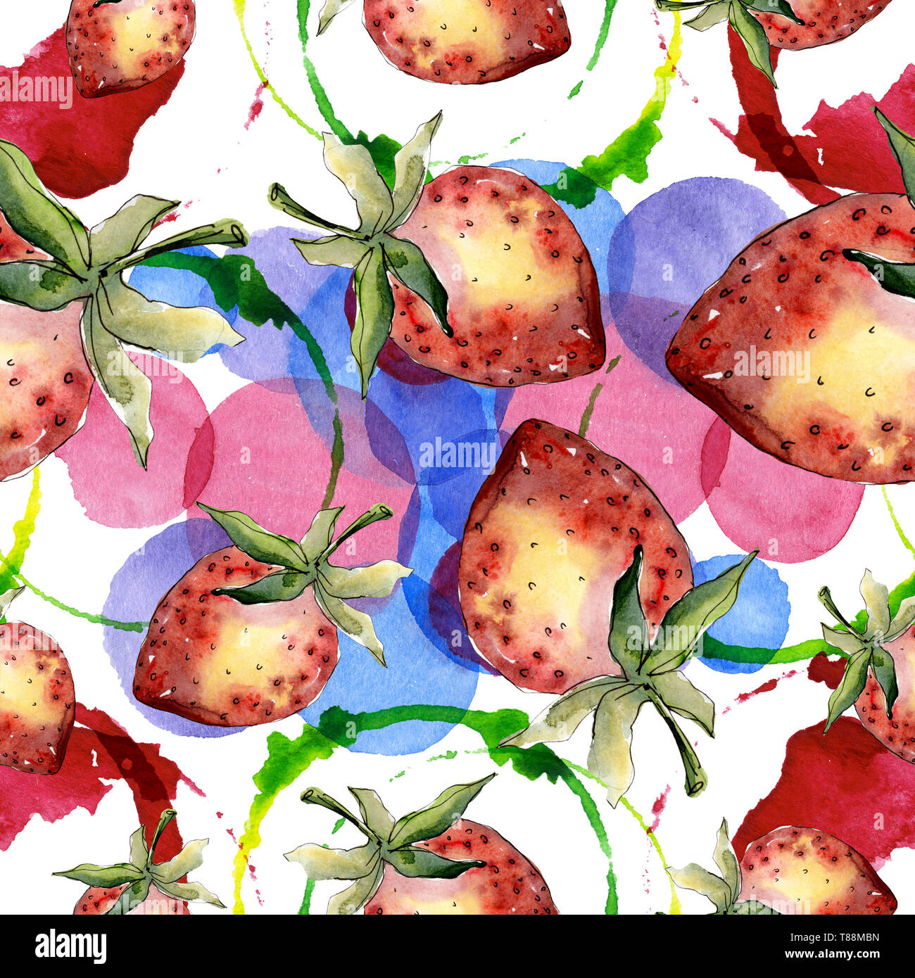 Strawberry healthy food. Watercolor background illustration set ...